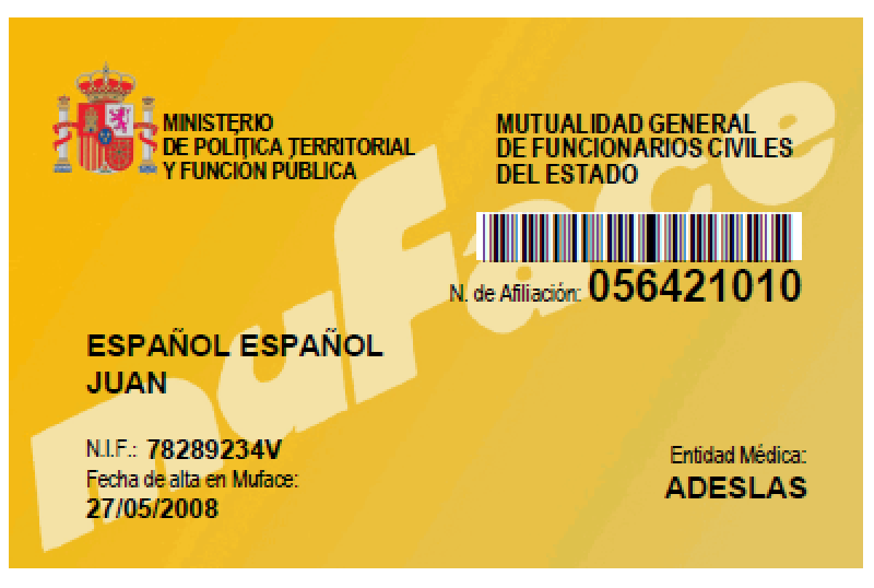 Muface | Documento o tarjeta de afiliación